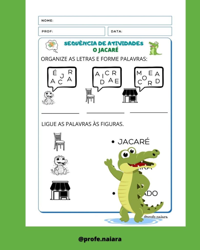 Sequência de Atividades Parlenda: O Jacaré – Naiara Materiais Pedagógicos
