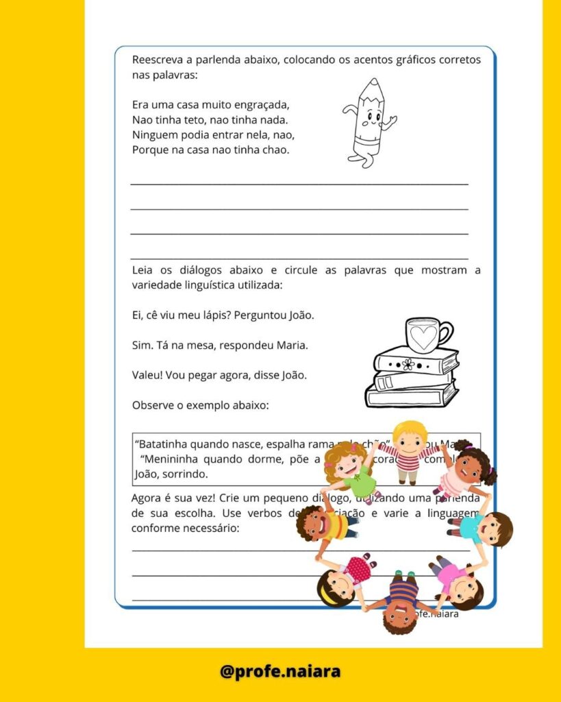 Sequência de atividades Parlenda Hoje é domingo – Naiara Materiais Pedagógicos