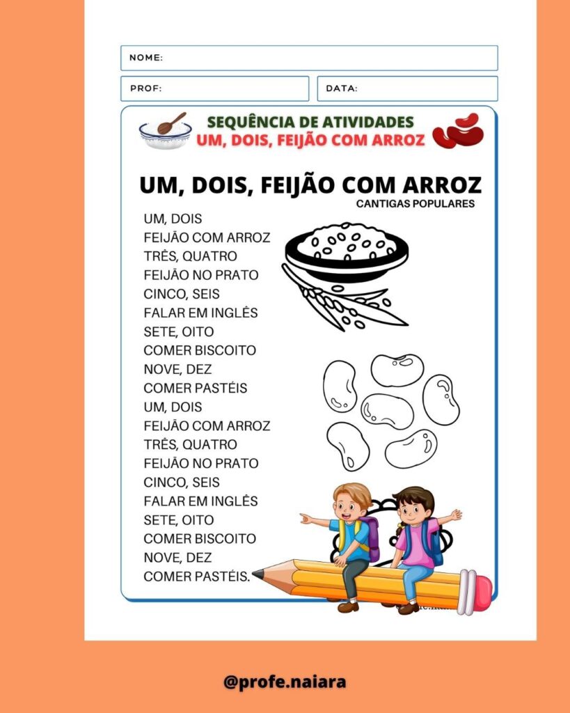 Sequência de atividades Um, dois, feijão com arroz – Naiara Materiais Pedagógicos